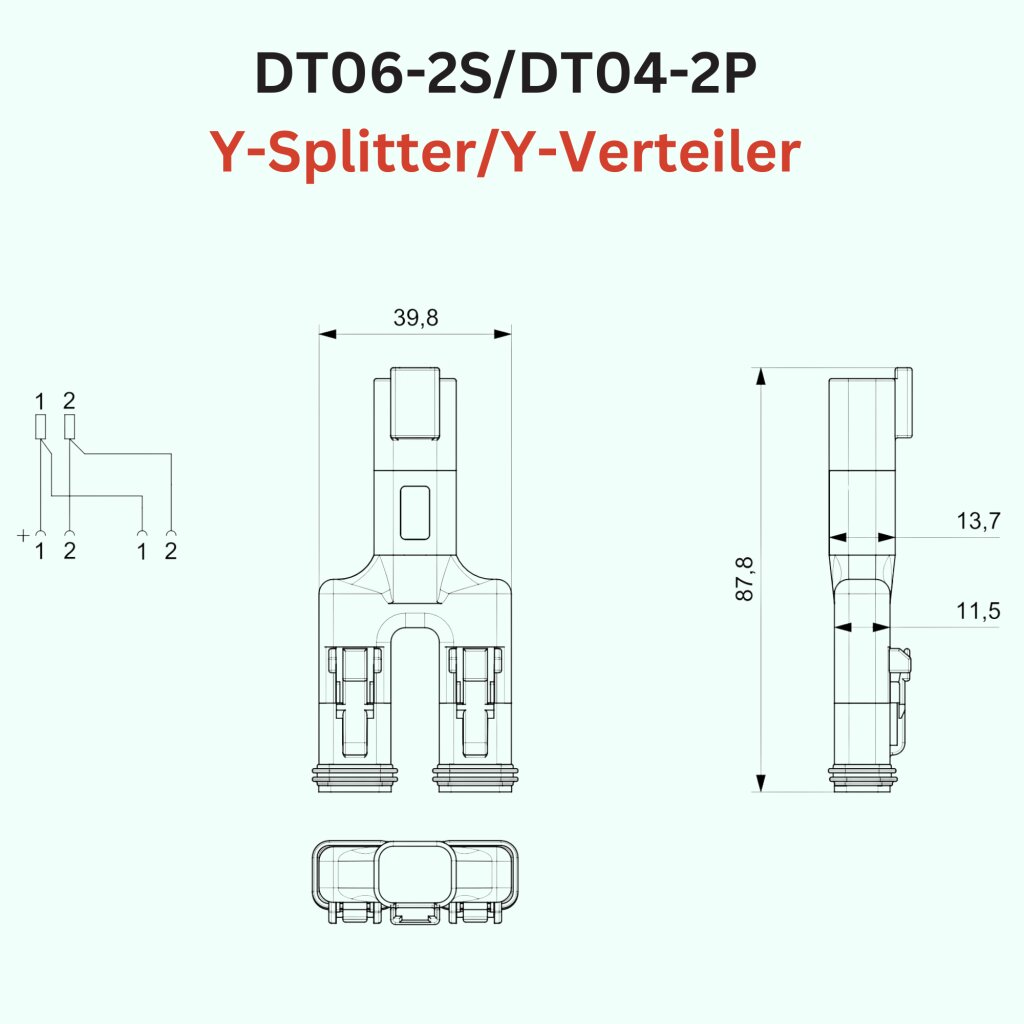 Y-Verteiler 2-pol. - DT06-2S/DT04-2P - Wasserdicht & Staubdicht - Onl
